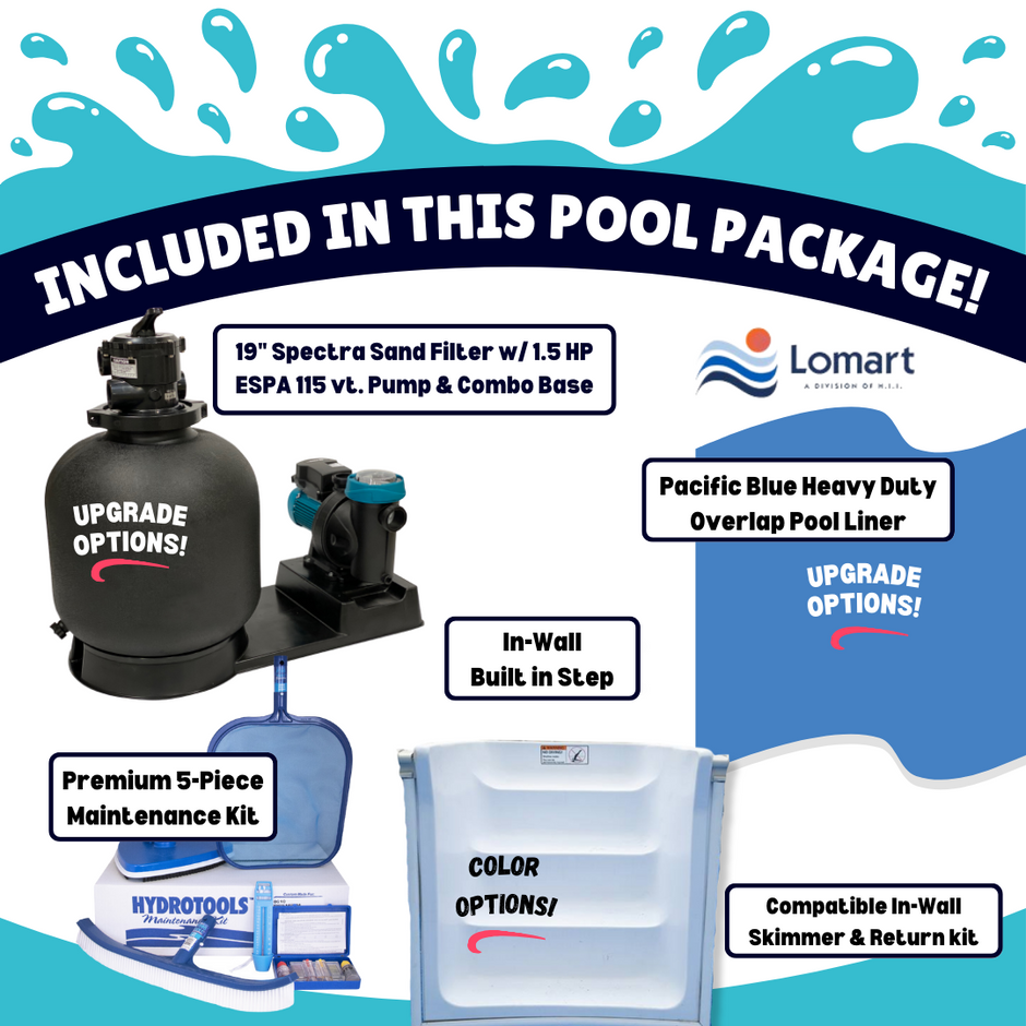 Silver Interlude Premium Resin Salt 8" Frame Pool Packages with Step ...